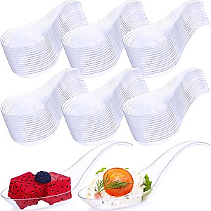 400 Pieces Tasting Mini Spoons Disposable Mini Dessert Spoons Appetizer Spoons Plastic Asian Soup Spoons Bulk Clear Serving Spoons for Desserts, Sushi, Dipping Sauces, Ice Cream