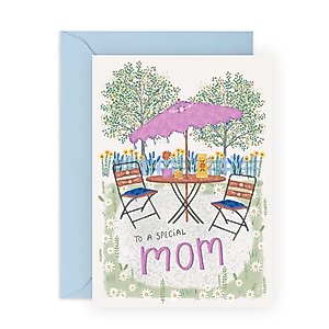 CENTRAL 23 Happy Birthday Card For Mom - To A Special Mom - Pretty Floral Greeting Cards For Her Women Female - Gifts For Mothers Day - Pink Pastel Flower Garden - Comes With Fun Stickers