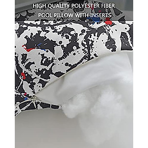 Recliner Head Pillow Ledge Loungers Chair Pillows with Insert Modern Sports Abstract Art Geometry Strips White Gray Lumbar Pillow with Adjustable Strap Patio Garden Cushion for Bench Couch, 2 PCS