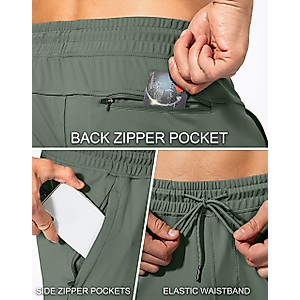 G Gradual Men's Sweatpants with Zipper Pockets Athletic Pants Traning Track Pants Joggers for Men Soccer, Running, Workout (Sage Green, Large)