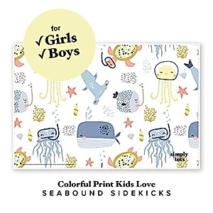 Stick-On Disposable Placemats for Baby and Kids - 60 Pack with Cute Print - 12"x18" Strong Adhesive Toddler Placemats - Easy Clean Up & Germ Free - For Restaurants, Home, or Travel | Simply Tots Brand