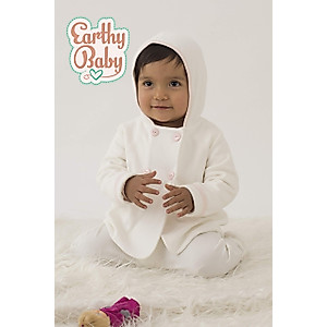 Earthy Baby GOTS Certified 100% Super Soft Organic Pima Cotton Baby Girl Lightweight Hoodie (White, 3-6 months)