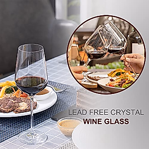 AILTEC Wine Glasses Set of 6, Crystal Glass with Stem for Drinking Red/White/Cabernet Wine as Gifts Sets, Clear Lead-Free Premium Blown Glassware (19oz,6 pack)