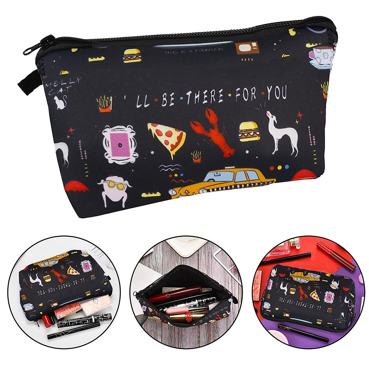 58 Pack Funny Fans Lovers Merchandis Makeup Bag Sets Cosmetic Bag Makeup Travel Bag Necklace & Bracelet & Earrings,Stickers,TV Show Gifts for woomen,Her,Wife,Mom,Sister