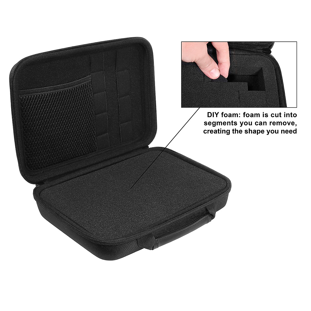 Professional Portable Recorder Case with DIY foam inlay for ZOOM H1, H2N, H5, H4N, H6, F8, Q8 Handy Music Recorders, Charger, Mic Tripod Adapter and Accessories (Polyester Black)