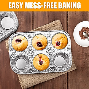 RTUDOPUYT 15 Pc Disposable Muffin Tins, 6-Cup Cupcake Aluminum Pans, Favorite Cupcake Tin Size For Baking Cupcakes Muffins And Mini Pies - Standard Size