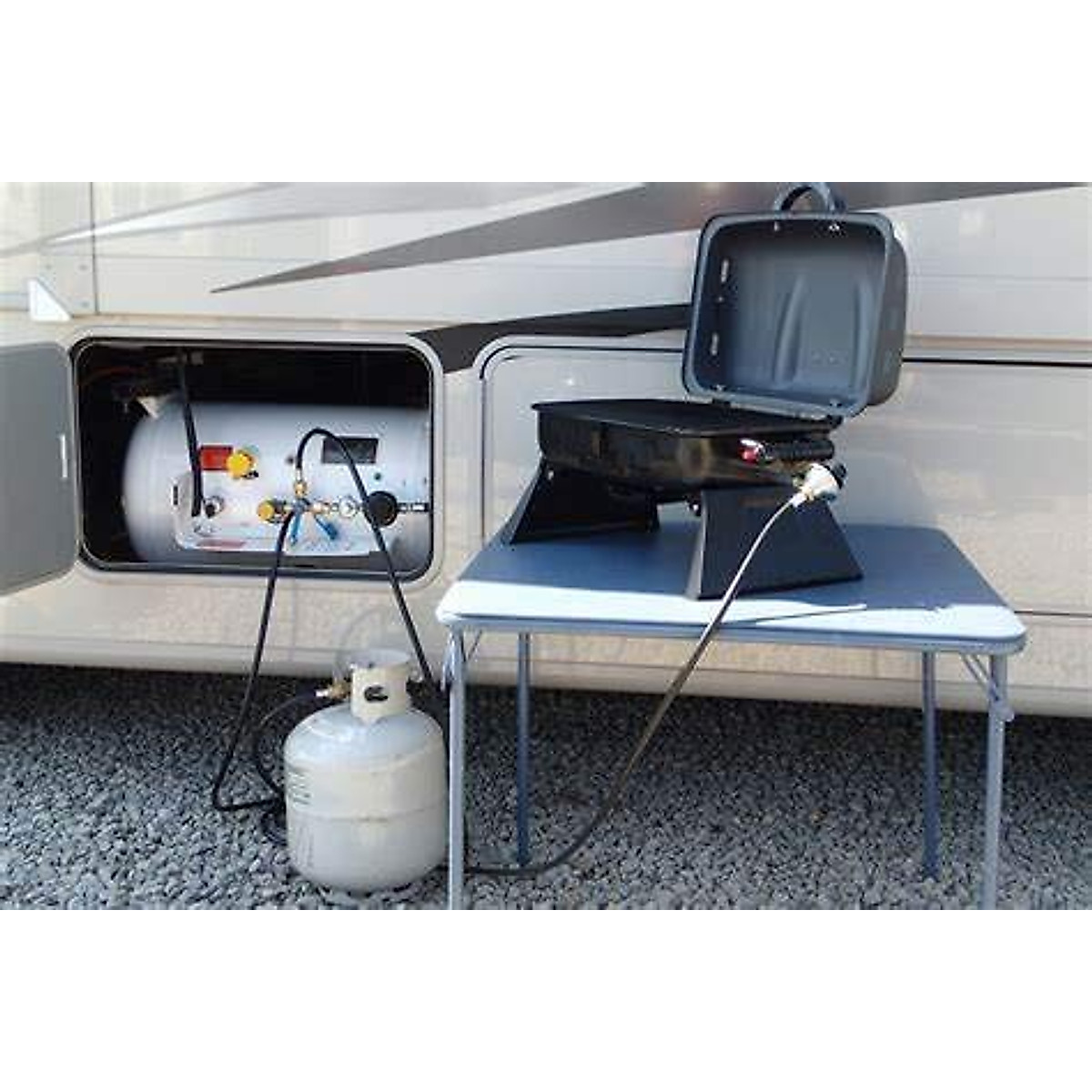 MENSI 12 Foot 1/4' Quick Connect Liquid Propane Hose for RV to Hook Up Portable Camping BBQ Grill with 1”-20UNEF Male Thread