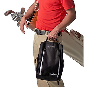 Athletico Golf Shoe Bag - Zippered Shoe Carrier Bags With Ventilation & Outside Pocket for Socks, Tees, etc. Perfect Storage (Black)