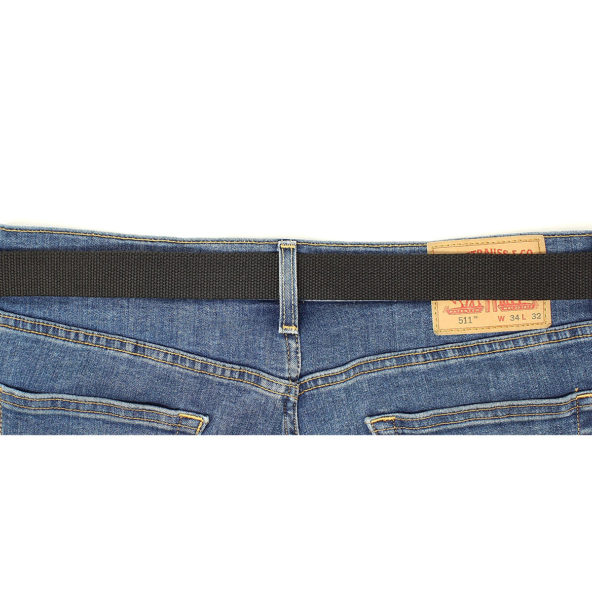 Canvas Web Belt Military Style with Black Buckle and Tip 56" Long Many Colors (Black)