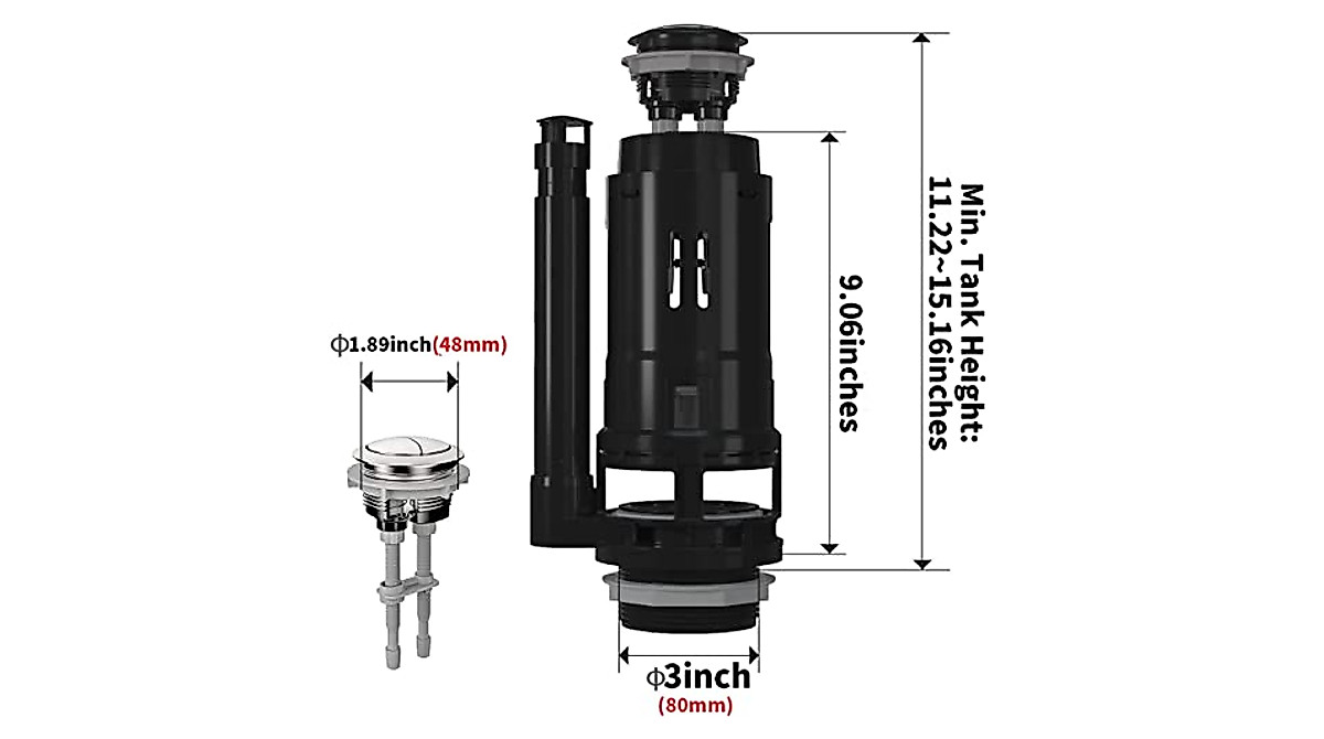 R&T A2422M Dual Flush Valve - Efficient Toilet Repair Kit