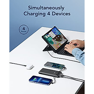 VEGER Portable Charger for iPhone Built in Cables Fast Charging USB C Slim 10000 Power Bank, Wall Plug USB Battery Pack for iPhones, iPad, Samsung More Phones Tablets (Black)