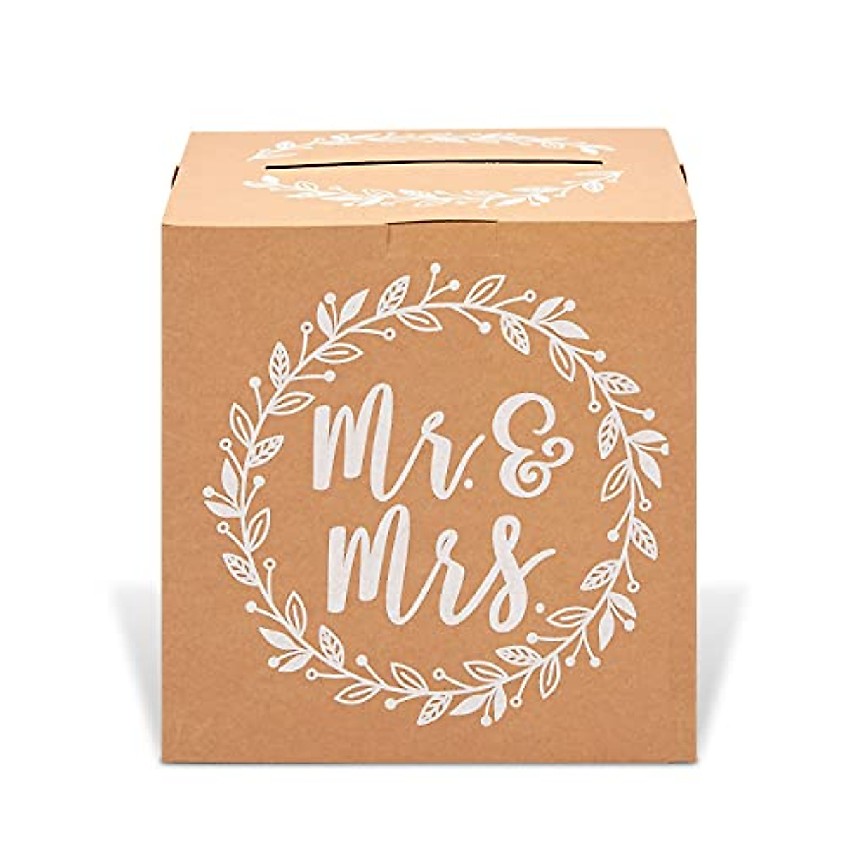 Sparkle and Bash Rustic Wedding Card Box for Reception, Mr & Mrs Design (10 in)