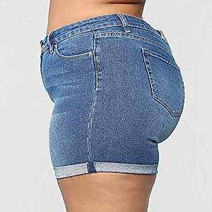 Fashion Mini Shorts,THENLIAN New Women Summer Short Jeans Denim Female Pockets Wash Denim Shorts(XXXXXL, Blue)