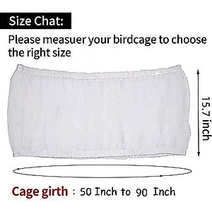 lustrioustoy Bird Cage Seed Catcher,Seed Catcher Guard Net Cover,Parrot Nylon Mesh Net Cover,Soft Airy Cage Net Stretchy Skirt for Round Square Cages (White, 90 x 15.7 Inch)