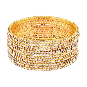 Efulgenz Crystal Bangles for Women Indian Bangles for Women Indian Bangle Set White Bangles for Women Indian Jewelry Indian Traditional Indian Bangles Indian Bangle Wedding Bridal Bracelet Jewelry for Women