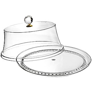 Hiceeden 10 Inch Acrylic Cake Stand with Dome Lid, Clear Cake Plate with Cover, Serving Platter with Lid for Display, Party, Dinner, Dessert