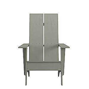 Flash Furniture Sawyer Modern 2-Slat Back Adirondack Chair - Gray All-Weather Poly Resin Lounge Chair