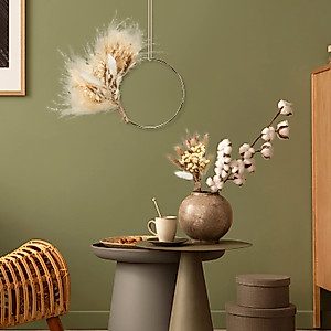 Sinmoe 2 Pcs Boho Cake Topper Decorations Pampas Grass Dried Flower Cake Topper Wreath Hoop Various Dried Pampas Grass Cake Decor for Bohemian Wedding Bridal Birthday Party Supplies (Elegant Style)