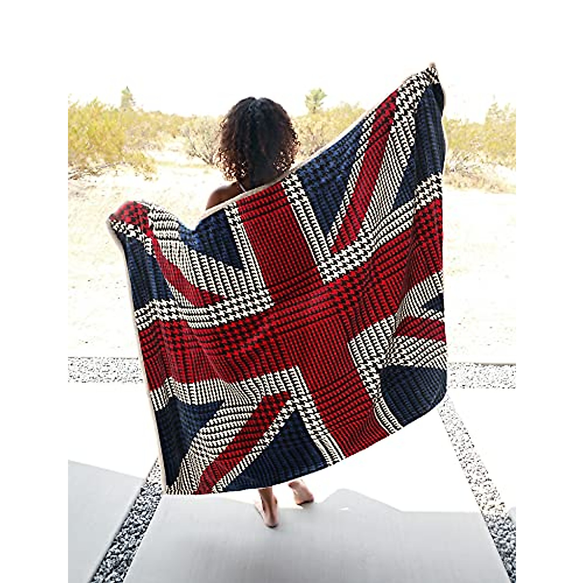 Catalonia Union Jack Blanket, UK Flag Sherpa Fleece Blanket | Super Soft, Warm, Reversible | for Couch Bed, Gift for British, 50X70 inches