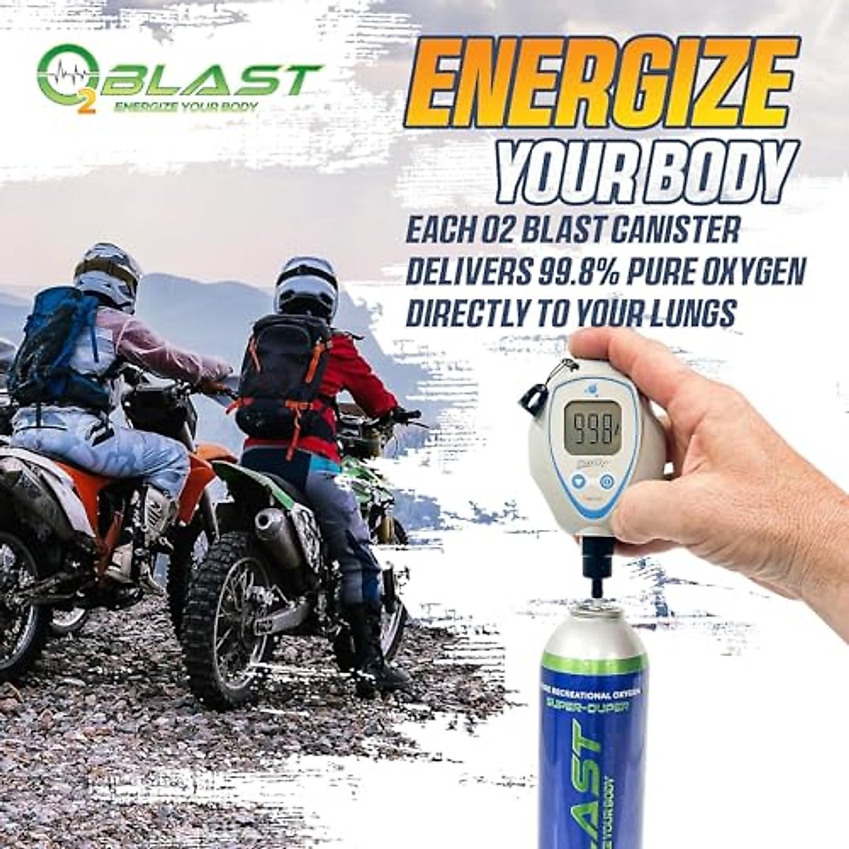 O2 Blast Oxygen Cans, 10 Liter 6 Pack Pure Oxygen Canisters with Sanitary Flip Top Cap, Portable Supplemental Oxygen for Breathing & High Altitude, Reduce Recovery Time & Increase Oxygen Levels.