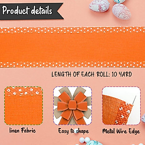 Estivaux Easter Green Ribbons 2.5 Inch ×10 Yards, Easter Wired Edge Ribbons Linen Burlap Ribbons Holiday Craft Ribbon Bows for Gift Wrapping Easter St. Patrick's Day Decorations