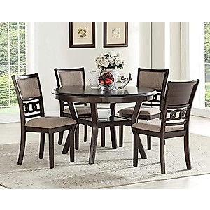 New Classic Furniture Gia 5-Piece Round Dining Table Set, 47-Inch, Cherry
