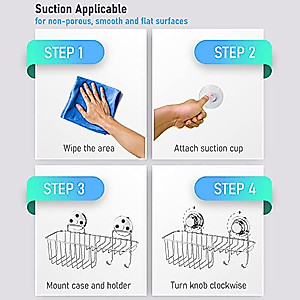 EDNA HOME Shower Organizer with Vacuum Suction Cups, Shower Caddy with 2 Levels, Rustproof Chrome Storage Basket, Bathroom Holder for Soap, Shampoo, Gel, Conditioner, Made in Europe