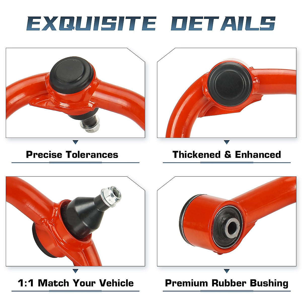 Front Upper Control Arms with Ball Joint for Ford F150 2004-2020, 2-4" Lift Suspension Kit Adjustable tubular Control Arms,Replacement Factory Suspension Arms 2PCS Red