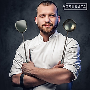 YOSUKATA Pre-Seasoned Wok Utensils Set - Blue Carbon Steel 17-inch Wok Spatula, Wok Ladle, 3 pairs of Chopsticks - Durable Wok Accessories - Traditional Asian Cooking Tools - Wok Tools