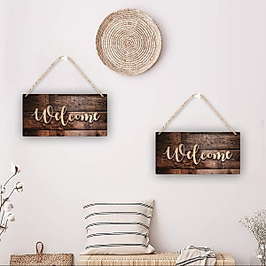 Granbey Welcome Door Sign Wall Sign with Hanging String Sign Wall Art Home Decor For Farmhouse Porch Outdoor Home Front Door Sign Decor 6"x11" Inch
