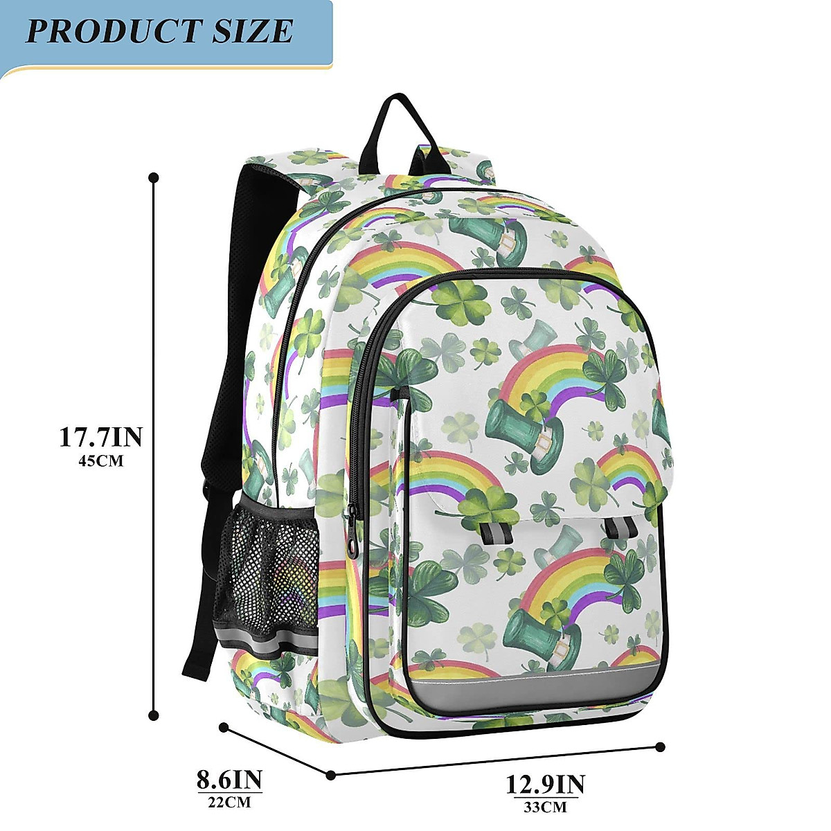 ALAZA Shamrock Rainbow St Patrick's Day Backpack Bookbag Laptop Notebook Bag Casual Travel Trip Daypack for Women Men Fits 15.6 Laptop