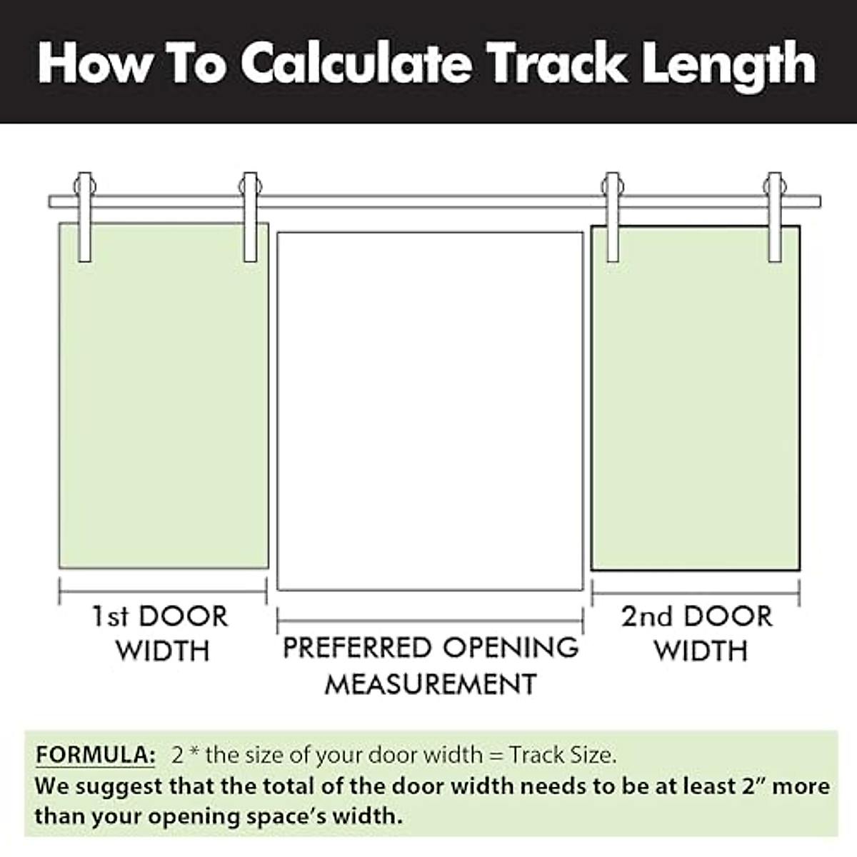 Homacer Black Rustic Ceiling Mount Non-Bypass Sliding Barn Door Hardware Kit, for Two/Double Doors, 10ft Long Flat Track, Interior Use Only (Doors are not Included)
