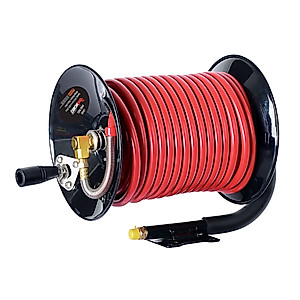 ReelWorks Air Hose Reel Tool Retractable Hand Crank 3/8" Inch x 100' Feet 300 PSI / 20 BAR Heavy Duty Steel Construction (Hose Not Included)