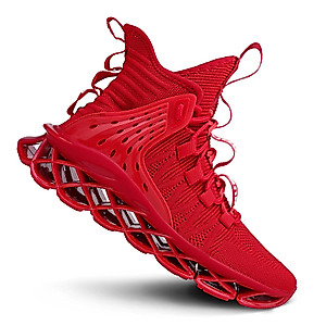 DUDHUH Running Shoes for Men Comfortable Athletic Cross Trainer Casual Walking Fashion Mens Tennis Sock Sneakers Red