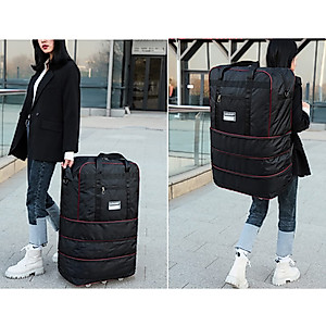 Radefasun Expandable Extra Large Travel Oxford Duffel Bag with Wheels Waterproof Lightweight Traveling Foldable Suitcase (Blue)