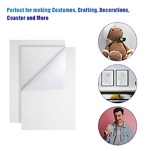 AIEX 12 Sheets Self Adhesive Felt Sheets, 7.9x11.8inch Sticky Back for Crafts Drawer Liner Jewelry Box DIY (White)