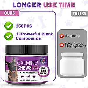 Hemp Calming Chews for Dogs 150PCs Dog Calming Treats and Bites with Hemp Oil - Anxiety and Stress Relief for Dogs Puppy Melatonin Sleep Aid Calm Dog, Noise, Thunder, Barking, Separation, Chewing