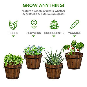 Best Choice Products Set of 3 Wooden Bucket Barrel Garden Planters Set Rustic Decorative Flower Beds for Plants, Herbs, Veggies w/Drainage Holes, Multiple Sizes, Indoor Outdoor Use