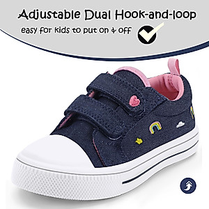 K KomForme Toddler Sneakers for Boys and Girls Dual Hook and Loops Sneakers Baby Canvas Shoes Denim Blue