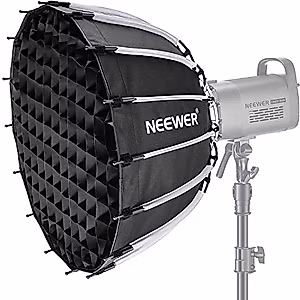 NEEWER 22inch/55cm Parabolic Softbox Quick Set up Quick Folding, with Diffusers/Honeycomb Grid/Bag, Compatible with Aputure 120d Light Dome Godox sl60w NEEWER RGB CB60 and Other Bowens Mount Lights