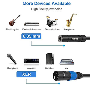 YABEDA 1/4 to XLR Cable,Balanced 1/4" Female to XLR Male Stereo Audio Adapter,Quarter inch TS/TRS to XLR Male Connector Converter Interconnect Cable - 1.6 Feet