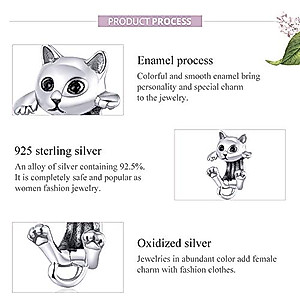 WOSTU 925 Sterling Silver Cat Kitty Charms For Bracelets For Women Fit Bracelets