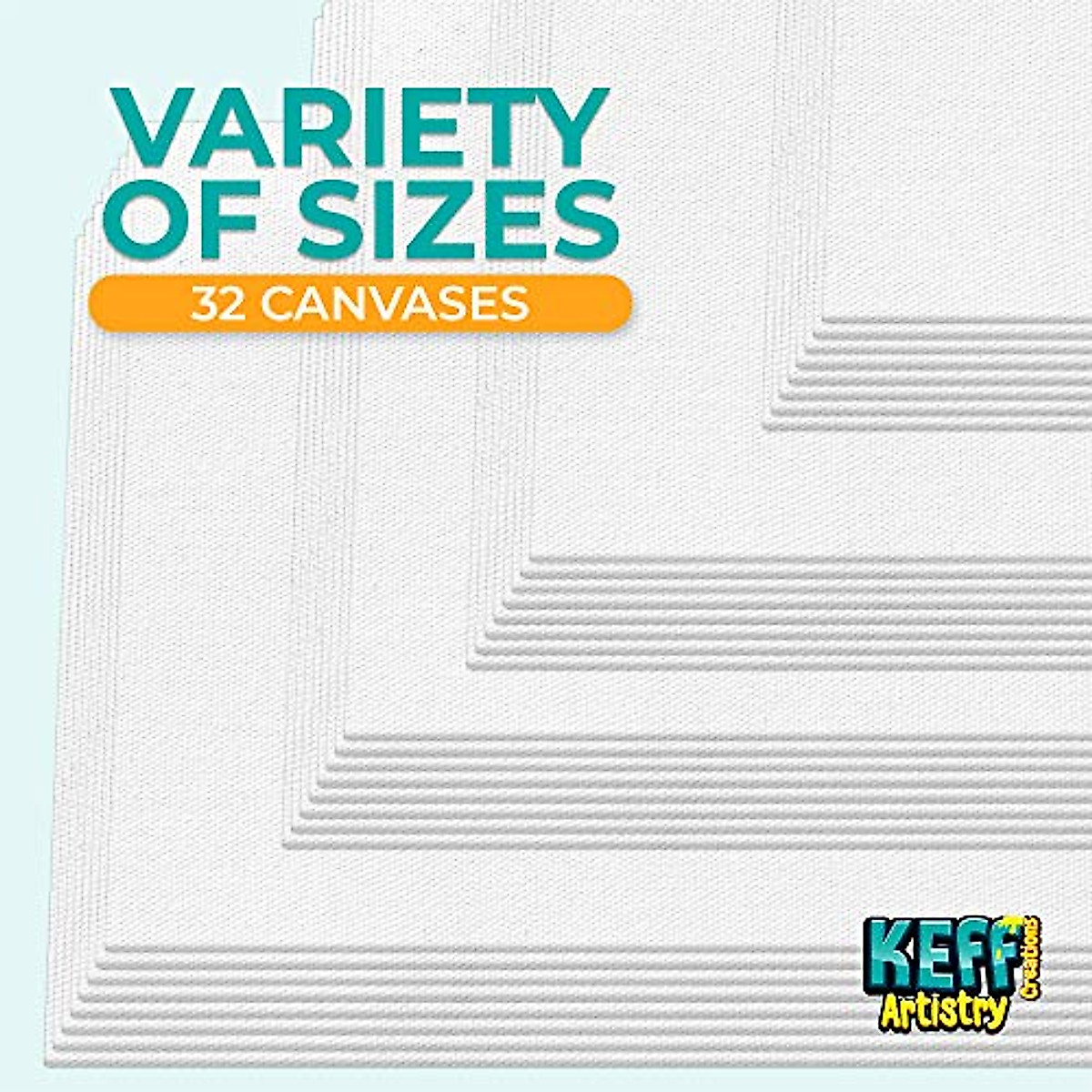 KEFF Canvases for Painting - 32 Pack Blank Canvas Panels Set Boards for Acrylic, Oil, Tempera & Watercolor Paint - 100% Cotton Art Painting Supplies for Adults & Kids