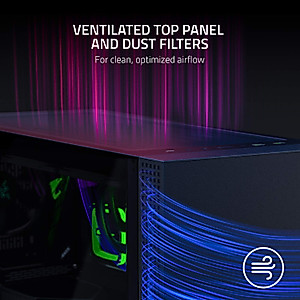 Razer Tomahawk ATX Mid-Tower Gaming Case: Dual-Sided Tempered Glass Swivel Doors, Ventilated Top Panel, Chroma RGB Underglow Lighting, Built-in Cable Management, Classic Black