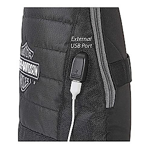 Harley-Davidson #1 RWB Logo Deluxe USB Quilted Travel Sling Backpack - Black