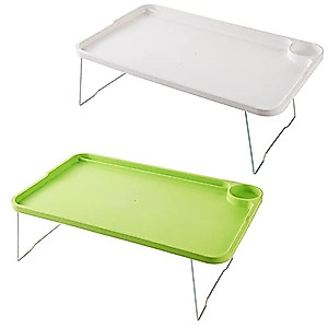 VEMMIO Breakfast Tray Folding Laptop Table Compact Bed Desk Breakfast Serving Bed Tray Standing Reading Table with Cup Holder Lightweight Picnic Table (Color : Green)