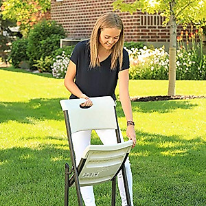 Lifetime Commercial Folding Chair, 20.1" D x 18.5" W x 33.2" H, Plastic, Almond