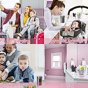 Travel Baby Bottle Brush Set, AivaToba Baby Bottle Cleaning Set with Portable Drying Rack, Silicone Bottle Brush, Nipple Brush, Straw Brush, Soap Dispenser, Gift for New Moms-Pink