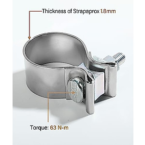 Zlirfy 2 Pack Stainless Steel Exhaust Clamp,Narrow Band Muffler Clamp,1.75" 2.0" 2.25" 2.5" 3.0" Butt Joint Exhaust Band Seal Clamps,Exhaust Clamps Pipe Repair Parts (3.0 inch)