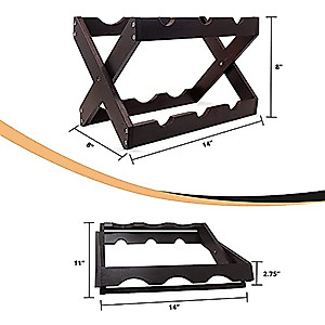 Hivory Small Wine Rack Countertop ~ 6 Bottle Wine Holder Stand ~ Foldable Bamboo Wine Storage Rack for Kitchen, Bar, Cabinets (Brown, 1)